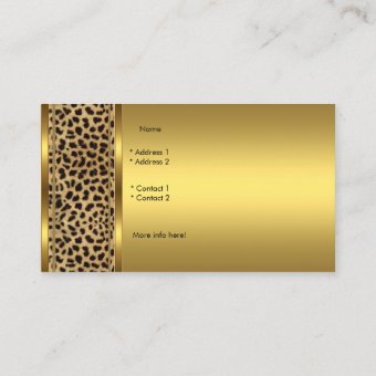 Elegant Classy Gold Black Leopard animal print Business Card | Zazzle