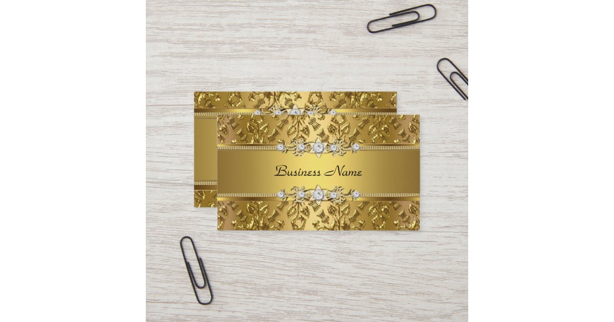 Elegant Classy Gold Damask Embossed Image Business Card | Zazzle