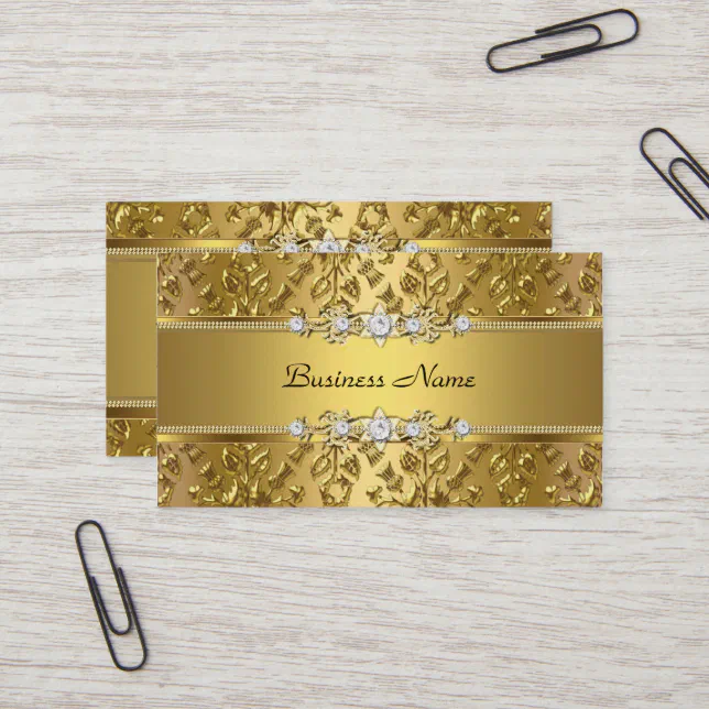 Elegant Classy Gold Damask Embossed Image Business Card | Zazzle