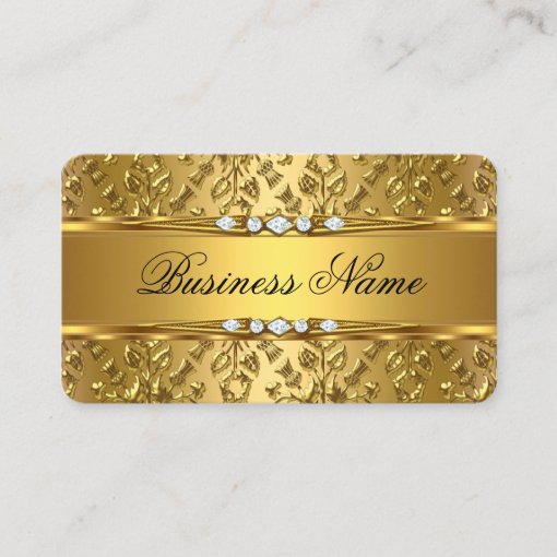 Elegant Classy Gold Damask Embossed Look Business Card | Zazzle