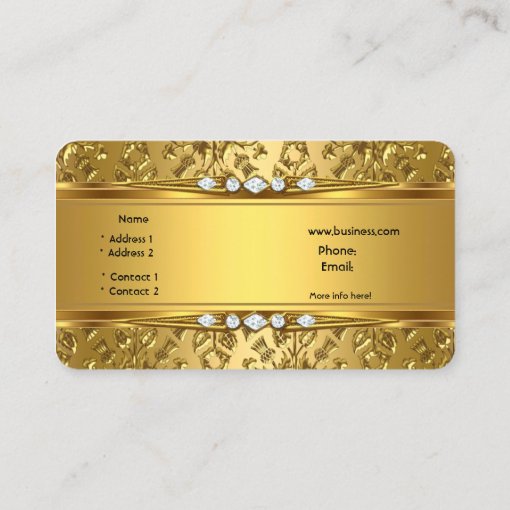 Elegant Classy Gold Damask Embossed Look Business Card | Zazzle