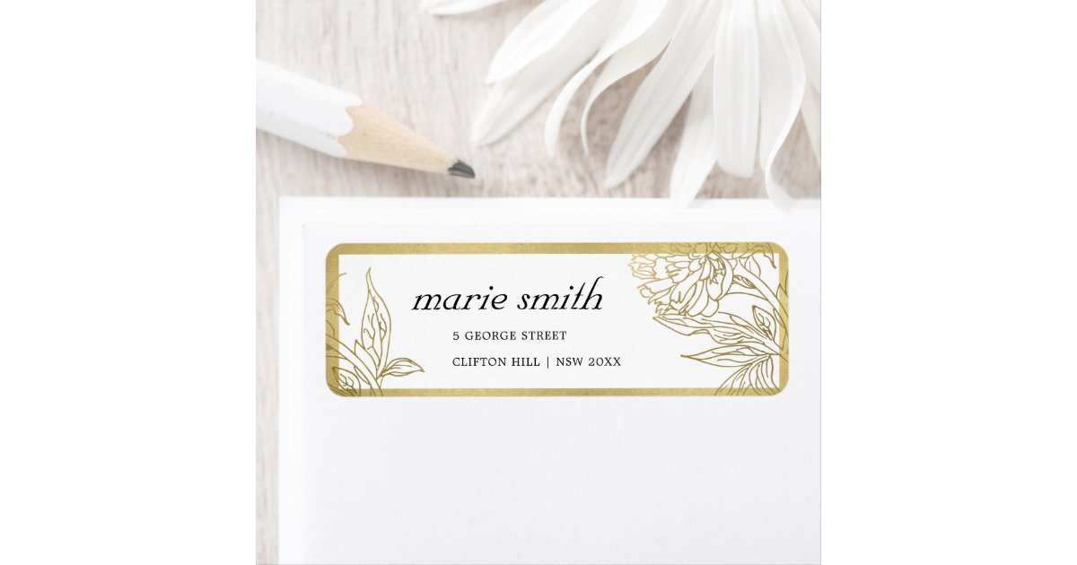ELEGANT CLASSY GOLD FOIL FLORAL ADDRESS LABEL | Zazzle