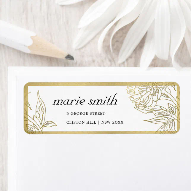 ELEGANT CLASSY GOLD FOIL FLORAL ADDRESS LABEL | Zazzle