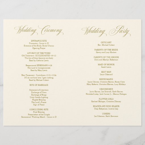 Elegant Classy Gold, Foldable Wedding Program | Zazzle