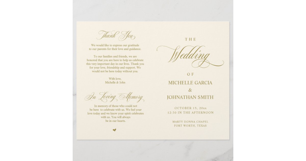 Elegant Classy Gold, Foldable Wedding Program | Zazzle