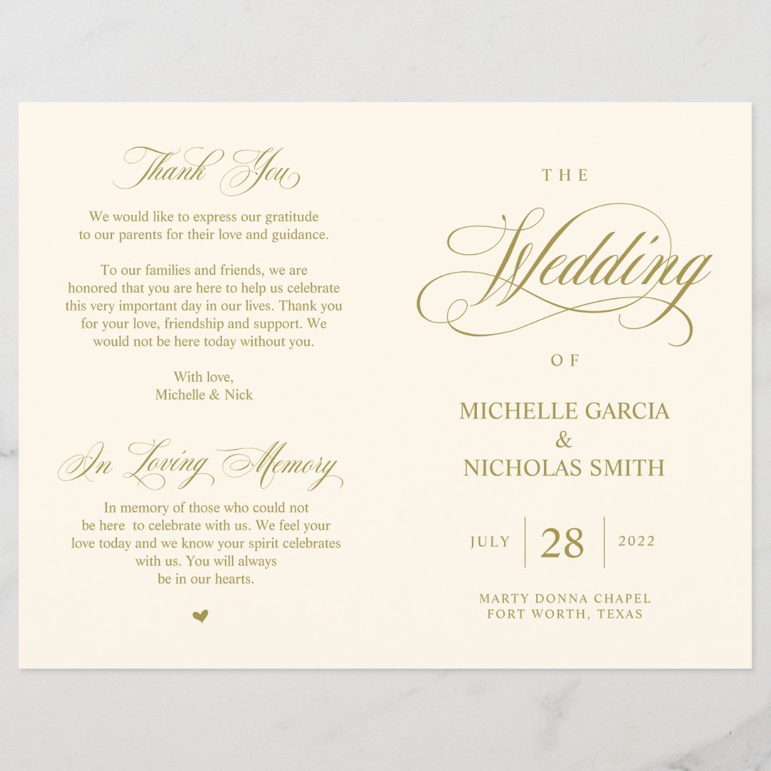 Elegant Classy Gold, Foldable Wedding Program | Zazzle