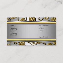Elegant Classy Gold Silver Embossed Floral Leaf Business Card | Zazzle