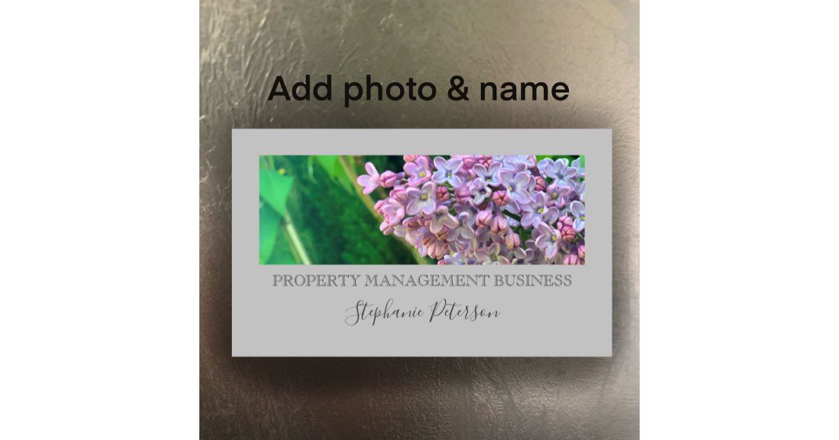 Elegant Classy Lilac Custom Photo Grey Management Business Card | Zazzle
