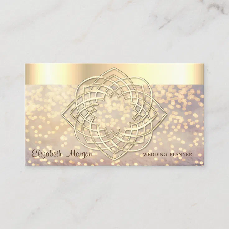Elegant Classy Modern,Bokeh,Faux Gold Border Business Card | Zazzle