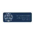 Elegant Classy Navy Blue Hanukkah Floral Address Label | Zazzle