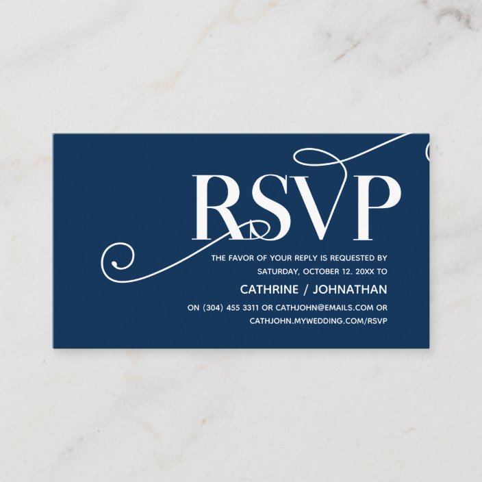Elegant Classy, Navy Blue Script, RSVP respond Enclosure Card | Zazzle.com