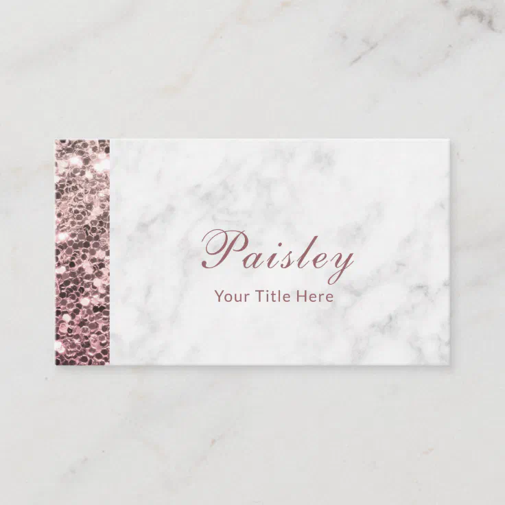 Elegant Classy Rose Gold Glitter on Marble Design Business Card | Zazzle