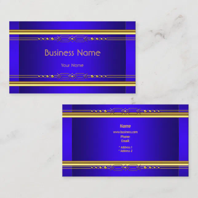 Elegant Classy Royal Blue Yellow Gold Company Business Card | Zazzle