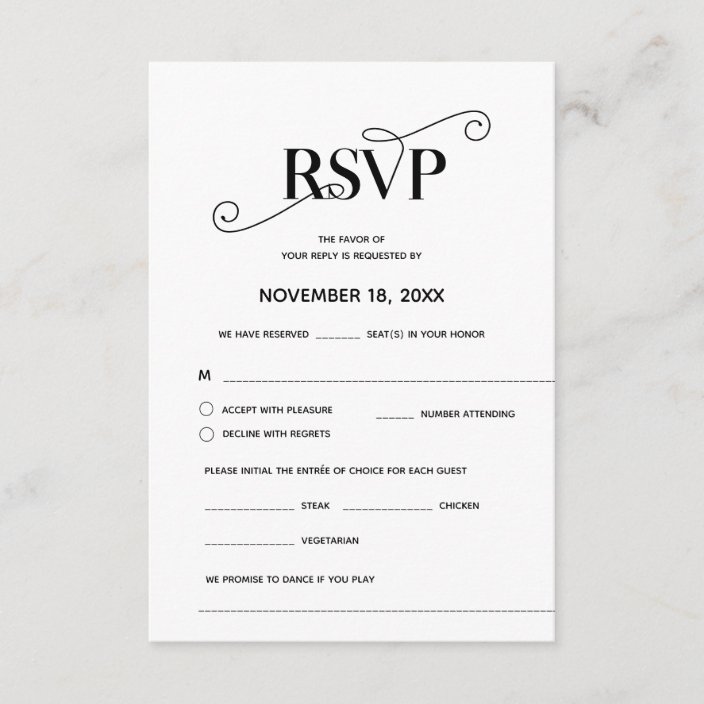 Elegant Classy, RSVP, Black Font, Respond Enclosure Card | Zazzle.com