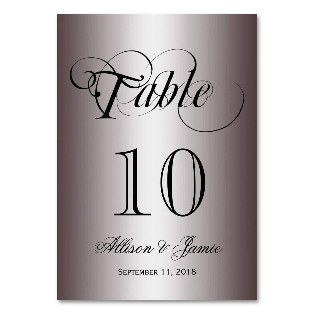 Elegant Classy Sheen Silver Wedding Table Number | Zazzle