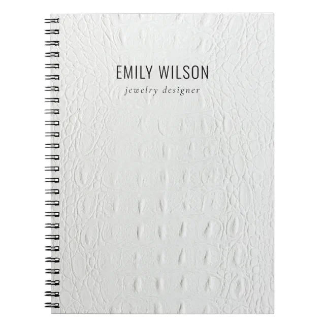 Elegant Classy Simple Ivory White Leather Texture Notebook | Zazzle