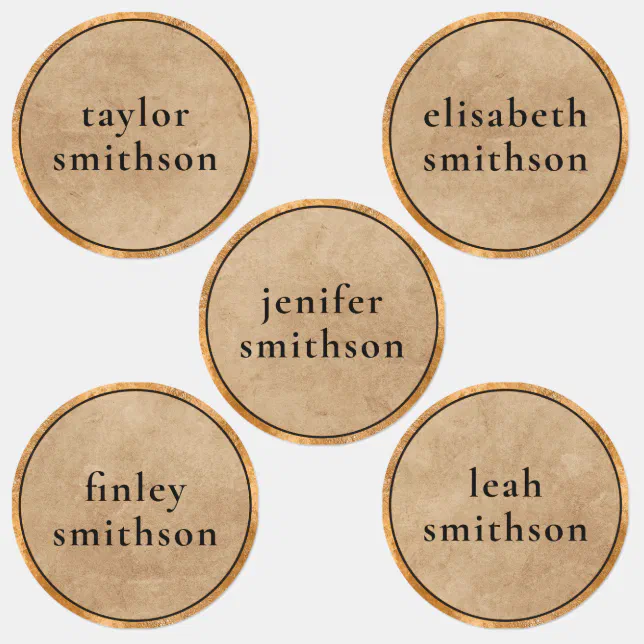 Elegant Classy Taupe Luxury Add Your Name School Labels | Zazzle