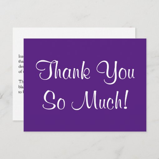 Elegant, Classy "Thank You So Much!" Postcard | Zazzle