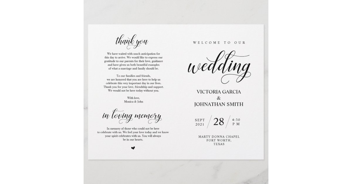 Elegant Classy Wedding Ceremony Foldable Program | Zazzle