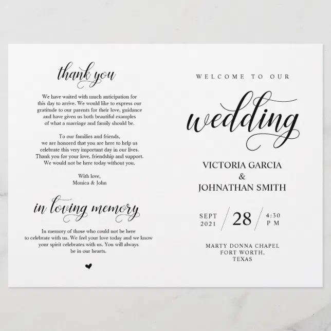 Elegant Classy Wedding Ceremony Foldable Program | Zazzle
