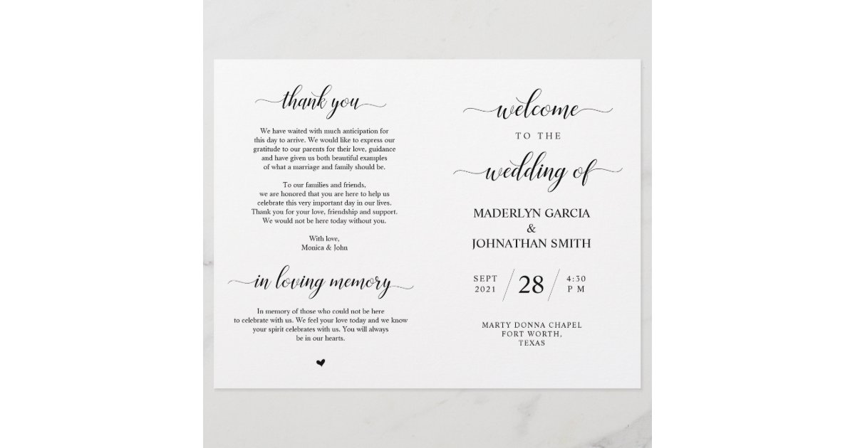 Elegant Classy Wedding Ceremony Foldable Program | Zazzle