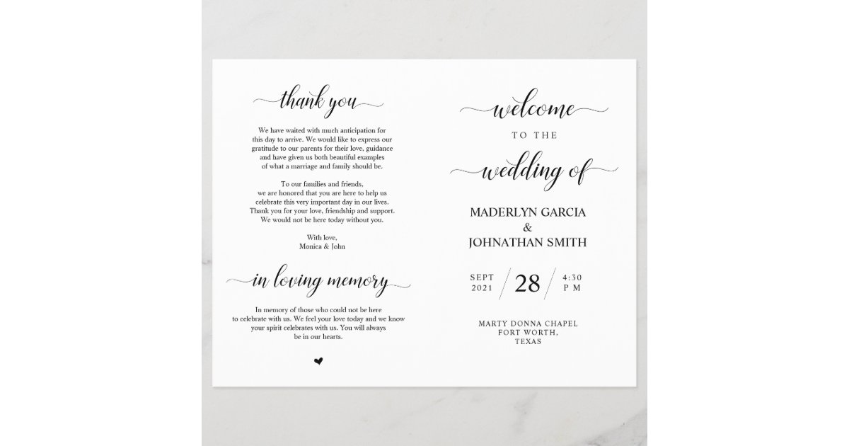 Elegant Classy Wedding Ceremony Foldable Program | Zazzle