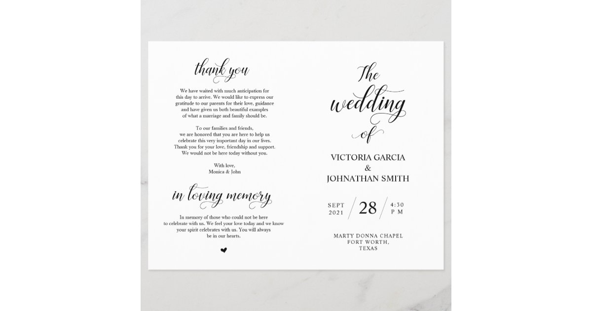 Elegant Classy Wedding Ceremony Foldable Program | Zazzle
