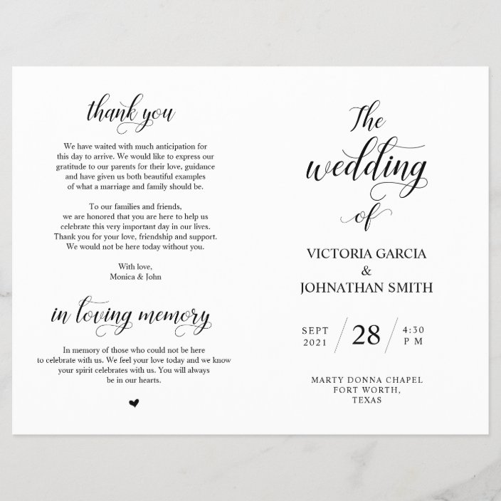 Elegant Classy Wedding Ceremony Foldable Program | Zazzle.com