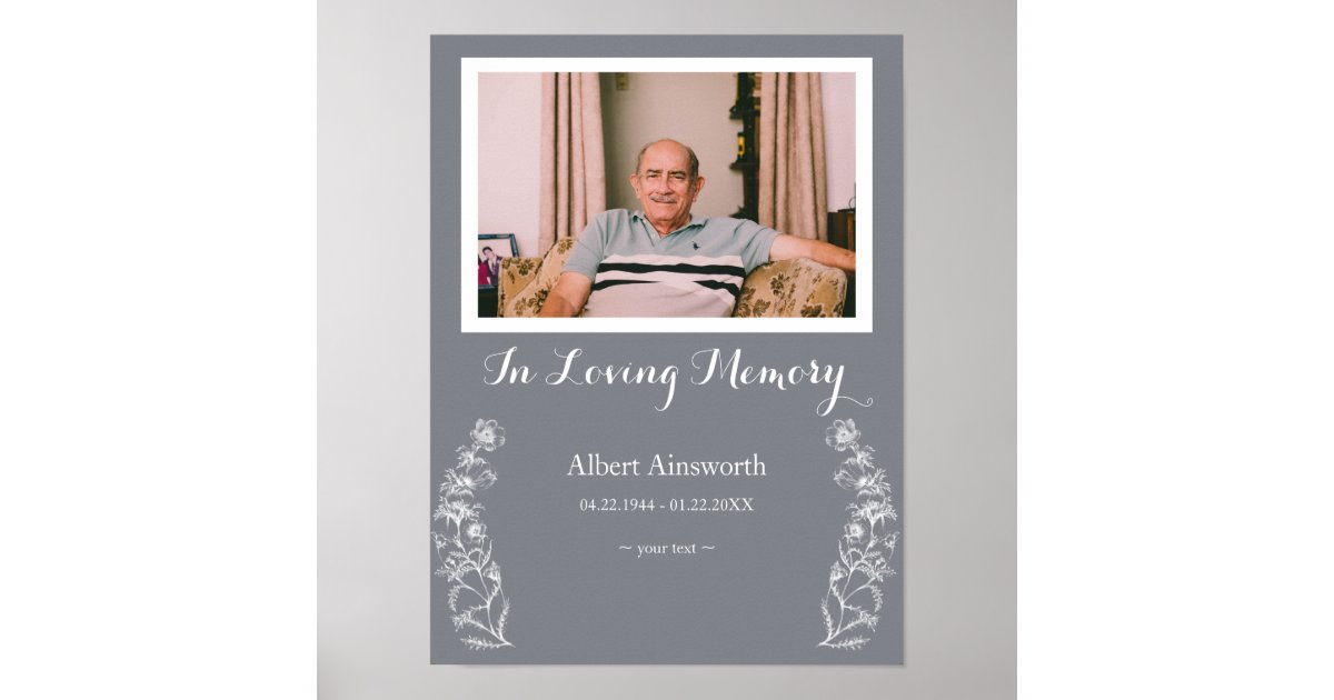 Elegant Classy White Flowers In Loving Memory Poster | Zazzle