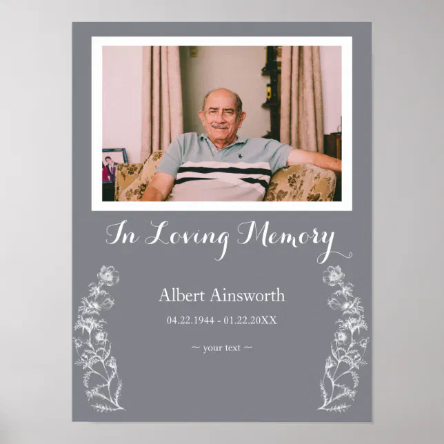 Elegant Classy White Flowers In Loving Memory Poster | Zazzle