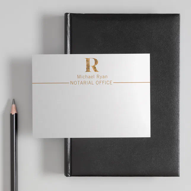 Elegant Classy White & Gold Personalized Monogram Note Card | Zazzle