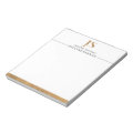 Elegant Classy White & Gold Personalized Monogram Notepad | Zazzle