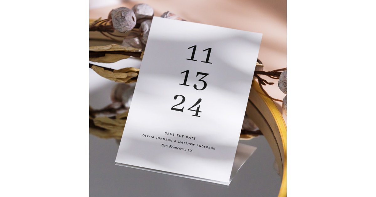 Elegant clean basic typography minimalist wedding save the date | Zazzle