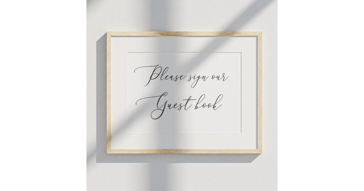Elegant Clean Calligraphy Guest Book Wedding Sign | Zazzle