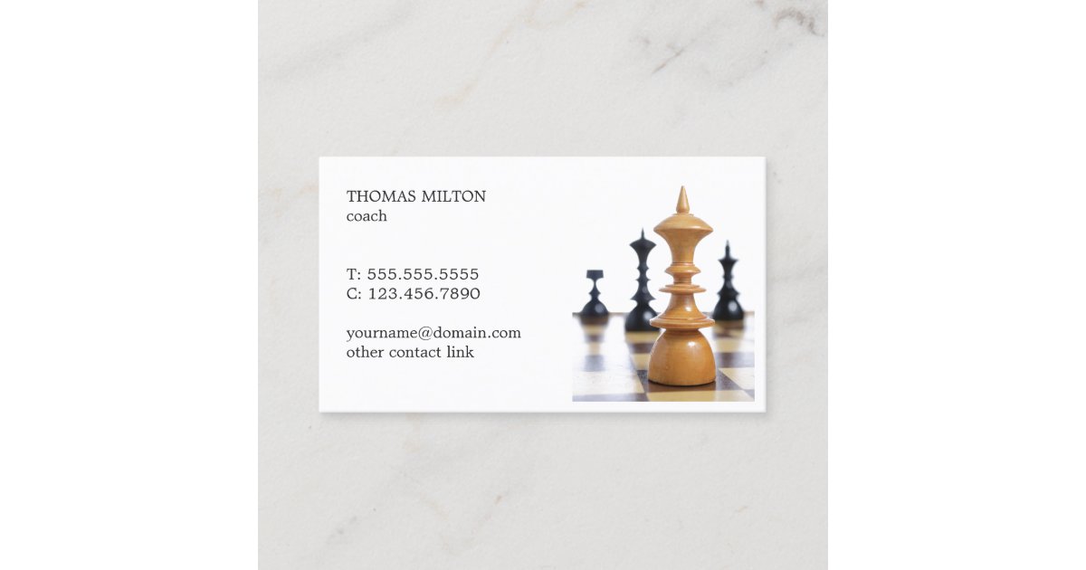 Elegant Clean Chess Figures Coach Business Card | Zazzle