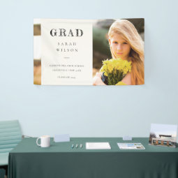 Elegant Clean Minimal Clean Photo Graduation Banner | Zazzle