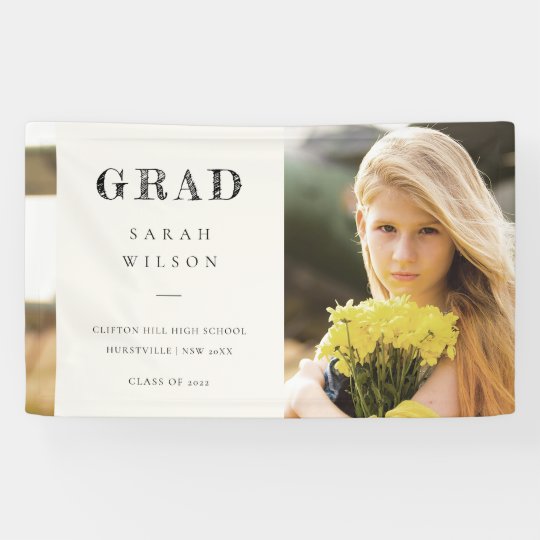 Elegant Clean Minimal Clean Photo Graduation Banner | Zazzle.com