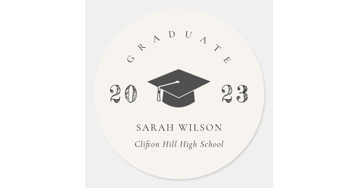 Elegant Clean Minimal Simple Graduation Classic Round Sticker | Zazzle