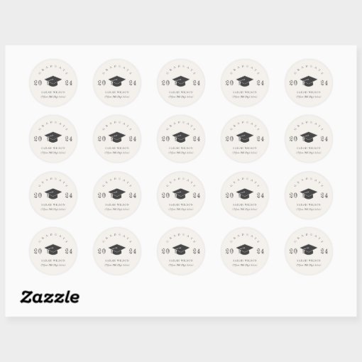 Elegant Clean Minimal Simple Graduation Classic Round Sticker | Zazzle