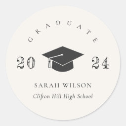 Elegant Clean Minimal Simple Graduation Classic Round Sticker | Zazzle