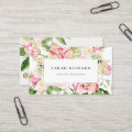 Elegant Clean Pink Green Watercolor Peony Floral Business Card | Zazzle