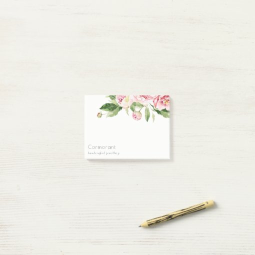 Elegant Clean Pink Green Watercolor Peony Floral Post-it Notes | Zazzle