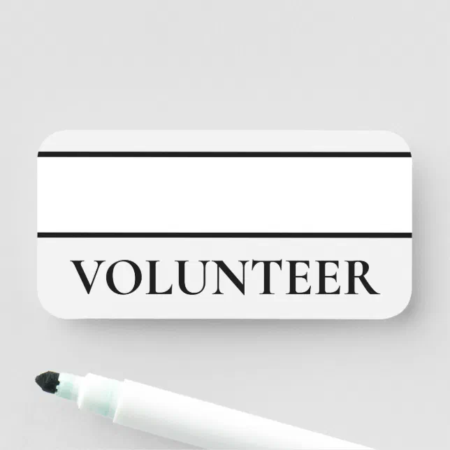 Elegant, Clean "VOLUNTEER" Name Tag | Zazzle