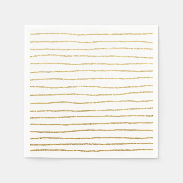 elegant clear faux gold glitter stripes pattern paper napkins | Zazzle
