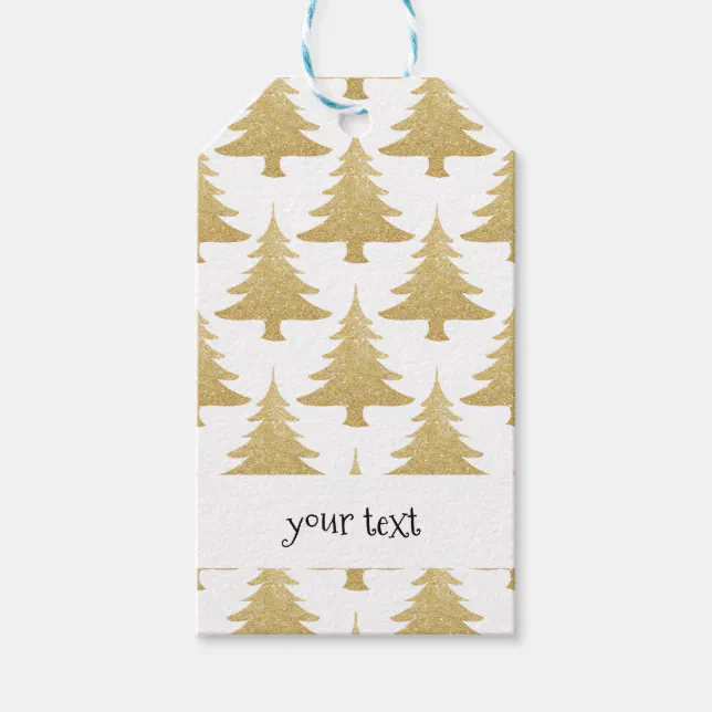 elegant clear gold glitter Christmas tree pattern Gift Tags | Zazzle