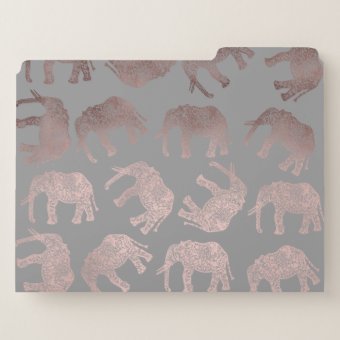elegant clear rose gold tribal elephant pattern file folder | Zazzle