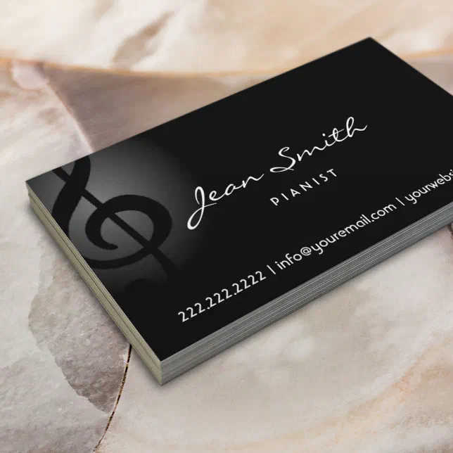 Elegant Clef Musician Pianist Dark Business Card Zazzle