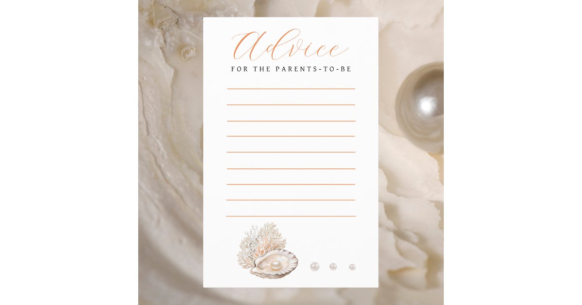 Elegant Coastal Pearl Advice for Parents-to-Be Flyer | Zazzle