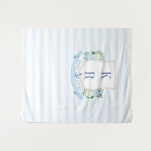 Elegant Coastal Wedding Crest Photo Backdrop | Zazzle