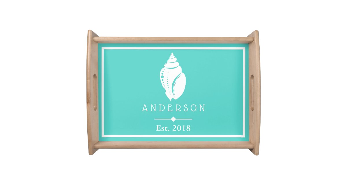 Elegant Coastal White Seashell | Personalized Serving Tray | Zazzle